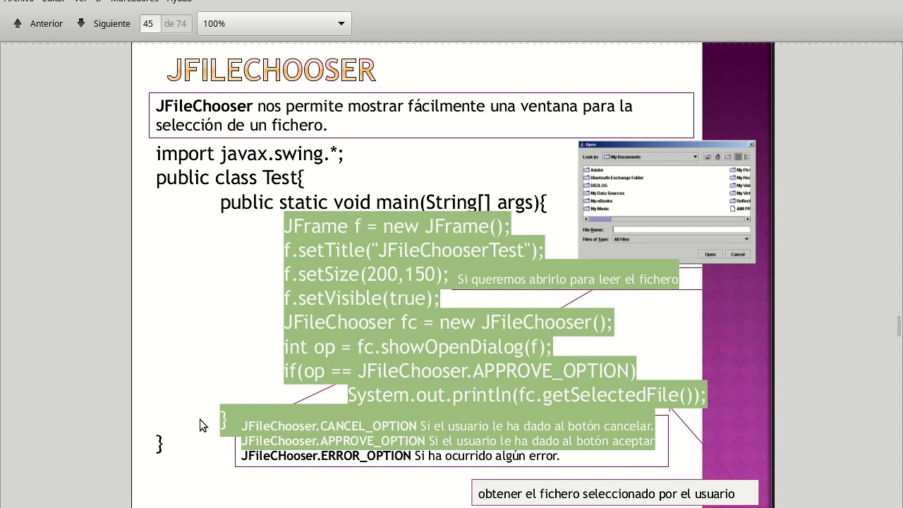 Programación Java Windowbuilder JFileChooser