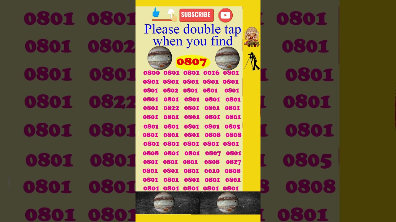 Spot (Find) 0807 in 5 seconds, #observation  #skills , Visual Test,  #search #puzzle #shorts #quiz