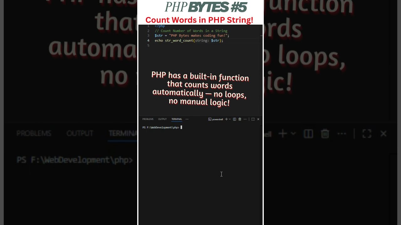 Count Words in PHP String Instantly! | PHP Bytes #5 #php  #coding