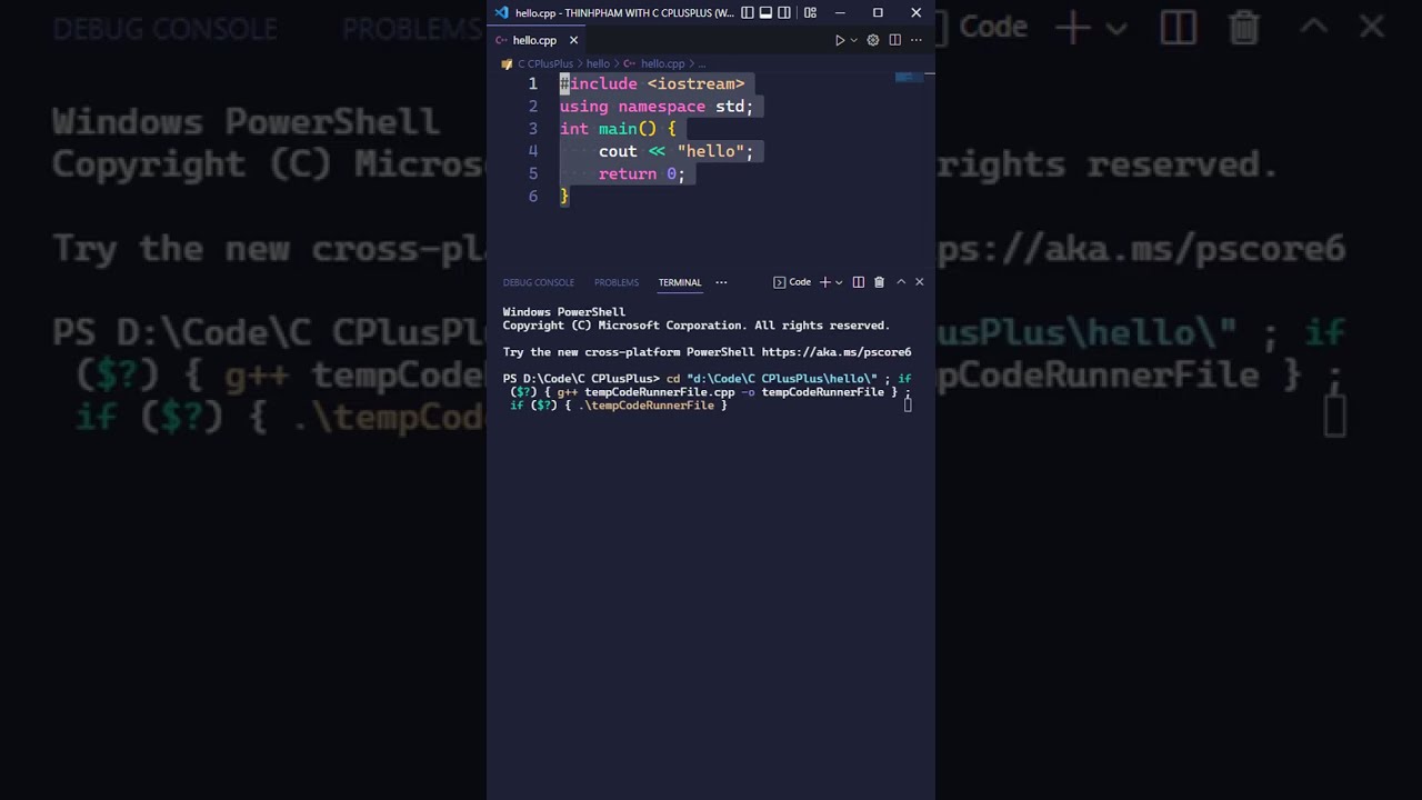 Run C++ Program On Visual Studio Code | THINHPHAM #shorts