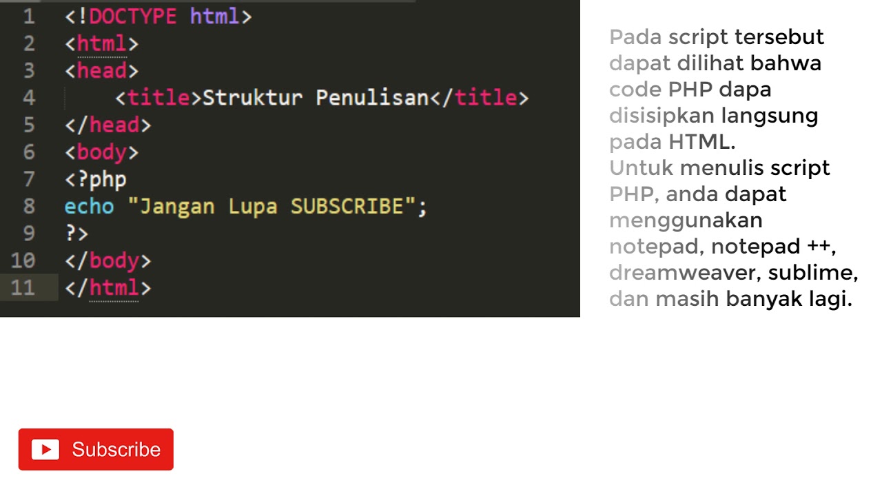 Struktur Penulisan Script PHP
