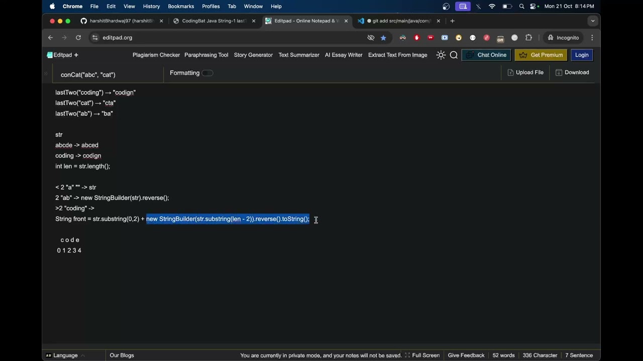 CodingBat Java | String-1 Section | lastTwo