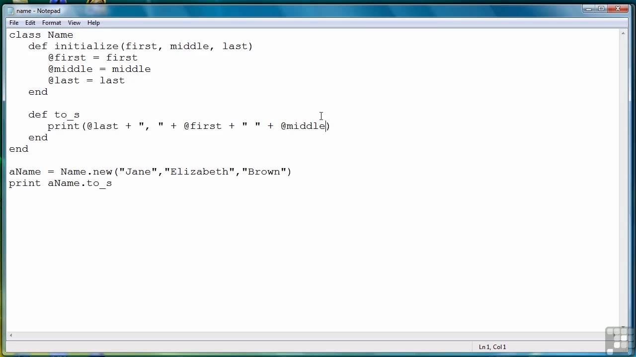 Ruby Programming Tutorial | Defining A Class - Part 2