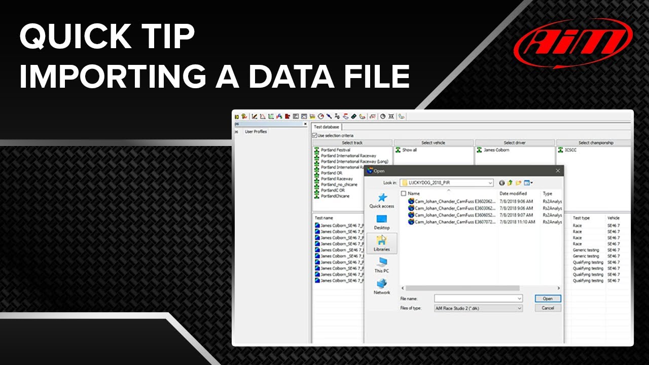 AiM Race Studio Analysis - Quick Tip - Importing Data Files