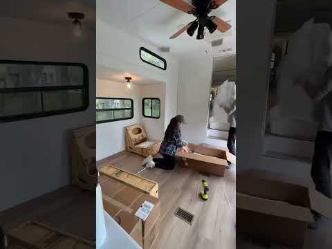 Camper Reno - installing the couch #rv #rvlife #renovation #camper #campervan #rvliving
