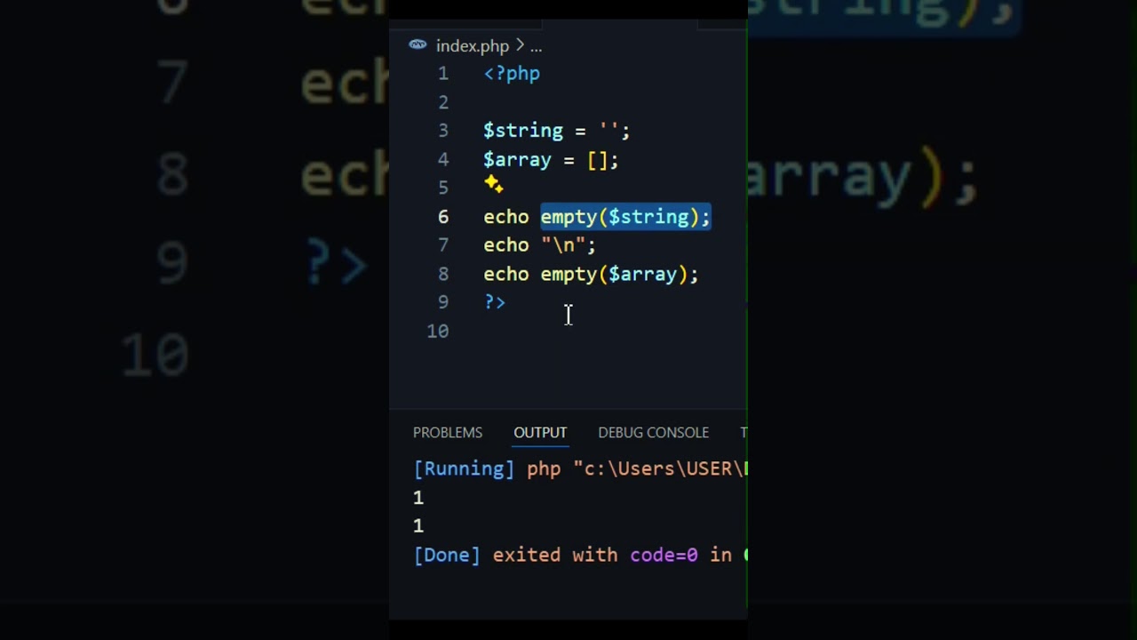 Checking for Empty Variables in PHP  #programming #coding #tutorial #knowledge #php #shorts #empty
