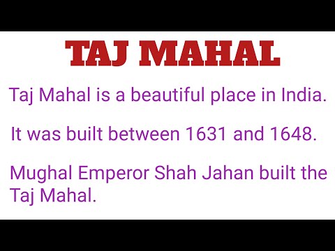 Essay on TAJ MAHAL in English || 10 lines essay on TAJ MAHAL in English for kids essay writing ||