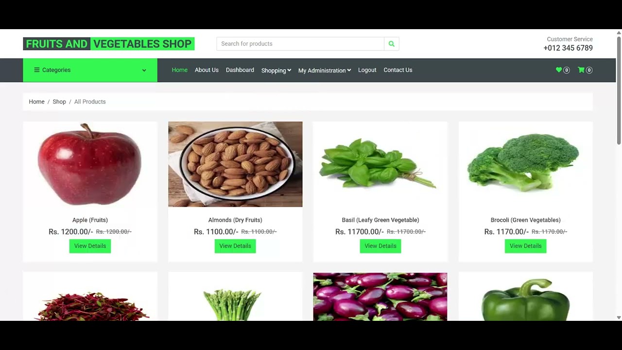 Fruits and Vegetables Shop - Python Django Project Source Code
