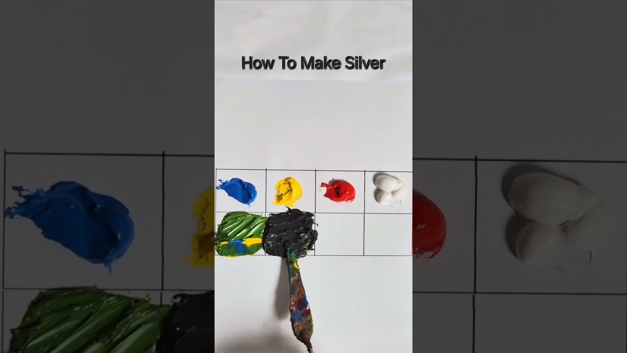 How to make Silver from just Blue, Yellow, Red and White #colormixing #paintmixing #satisfying