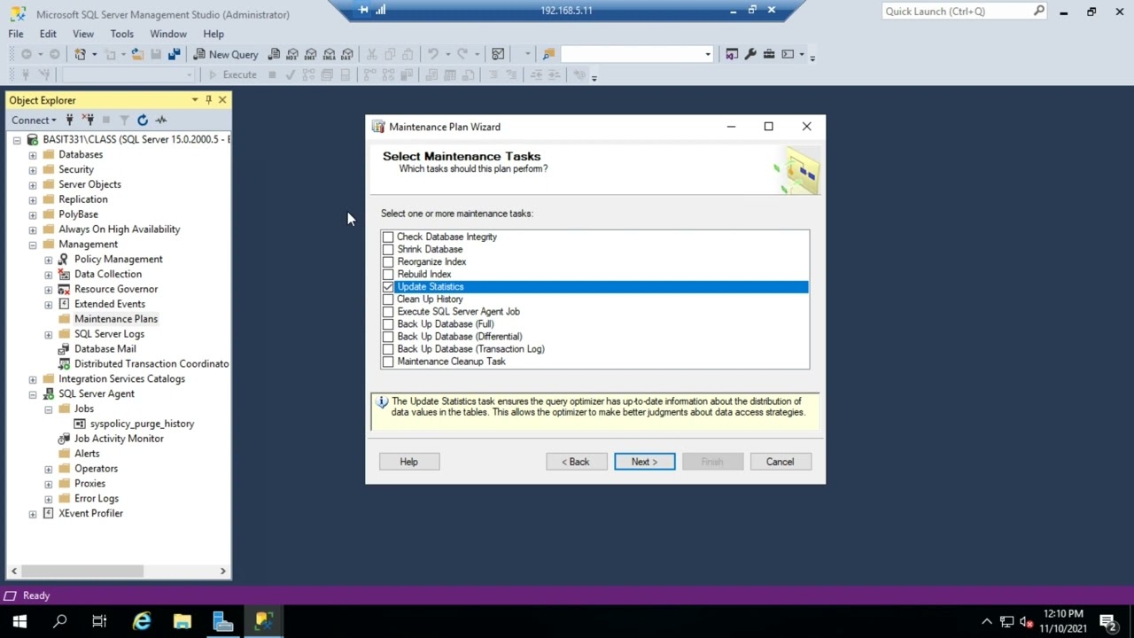 Creating SQL maintenance plans using the plan wizard