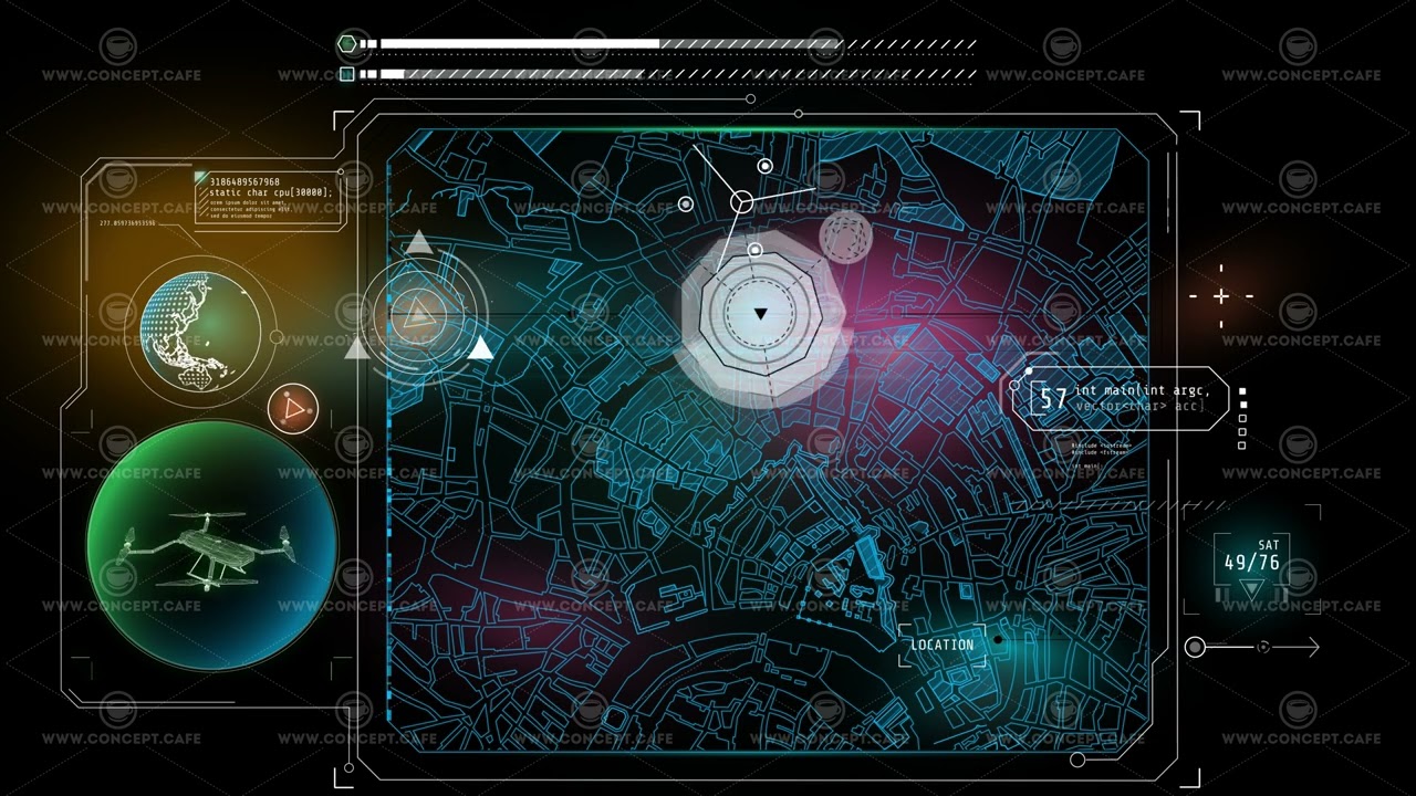 Animated search program interface with map