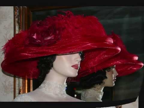 Edwardian Red Hats Styled for Valentine Days and Red Hat Society Events