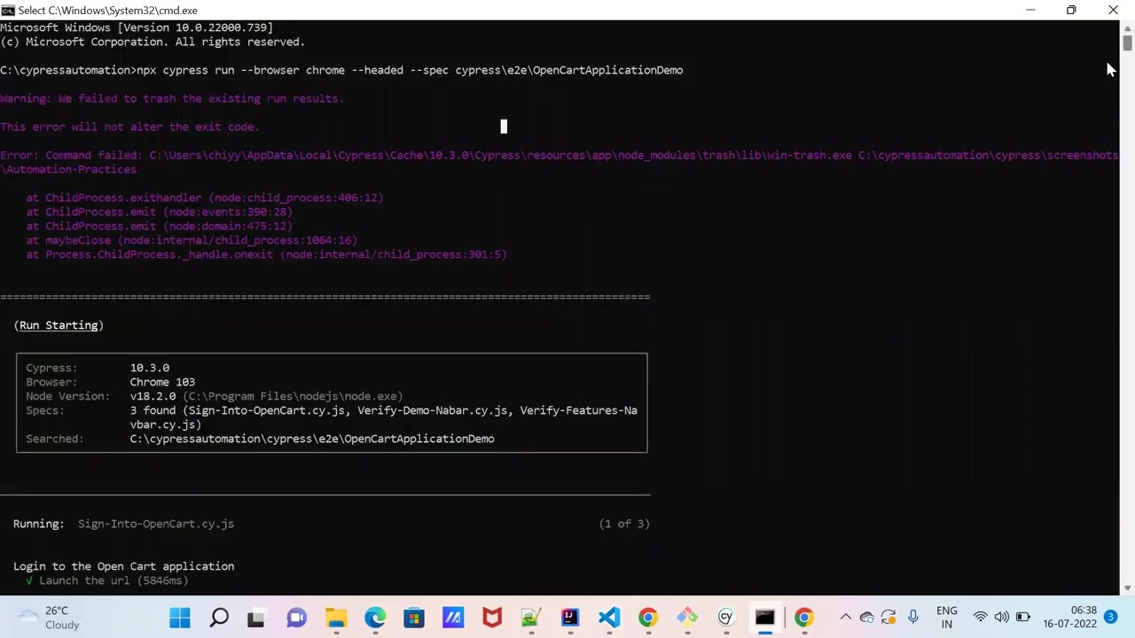 Execution scripts from Package json file (cypress automation)