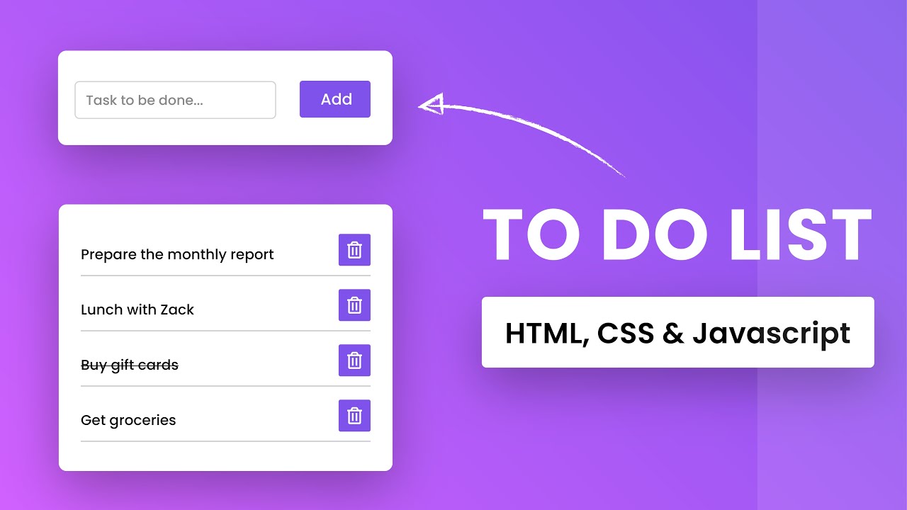To Do List With Javascript | Step by Step Javascript Project