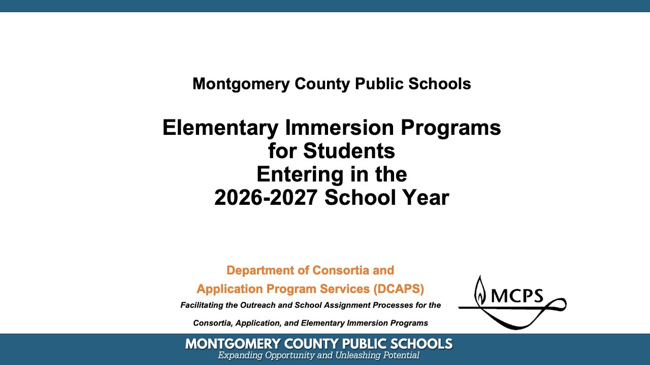 MCPS Elementary Immersion Programs Information Video – Winter 2026