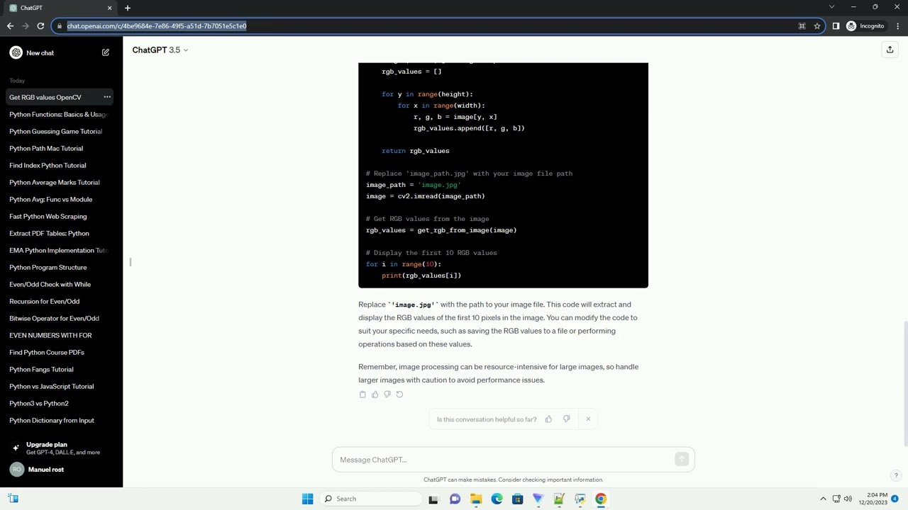 get rgb values from image python opencv