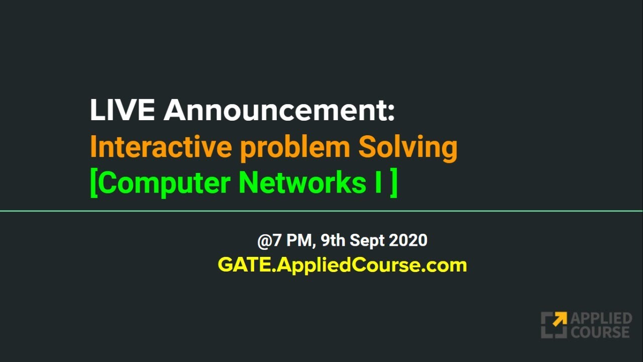 LIVE: Interactive Problem Solving session on CN-1( GATE COMPUTER NETWORKS)