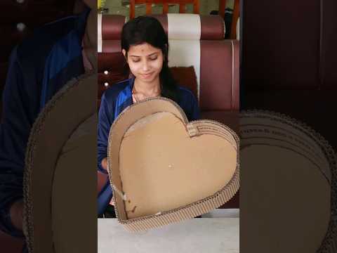 Heart Shaped Cardboard room Organizer #shorts #youtubeshorts #diy #crafts #homedecor #heart