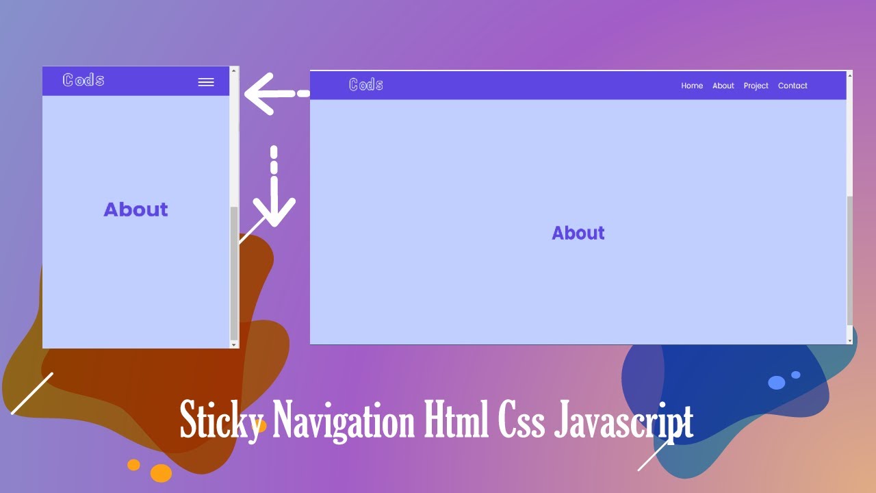 Sticky Responsive Navigation Bar On Scroll Using Vanilla Javascript | Fixed Navbar on Scroll