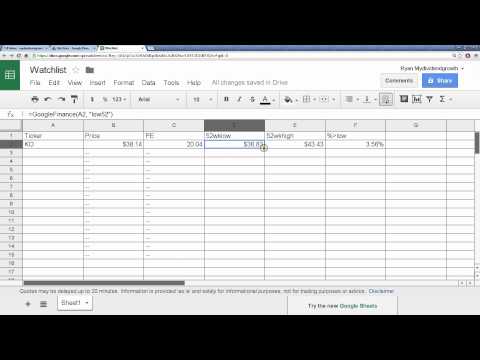 Google Spreadsheet Stock Watchlist Tutorial