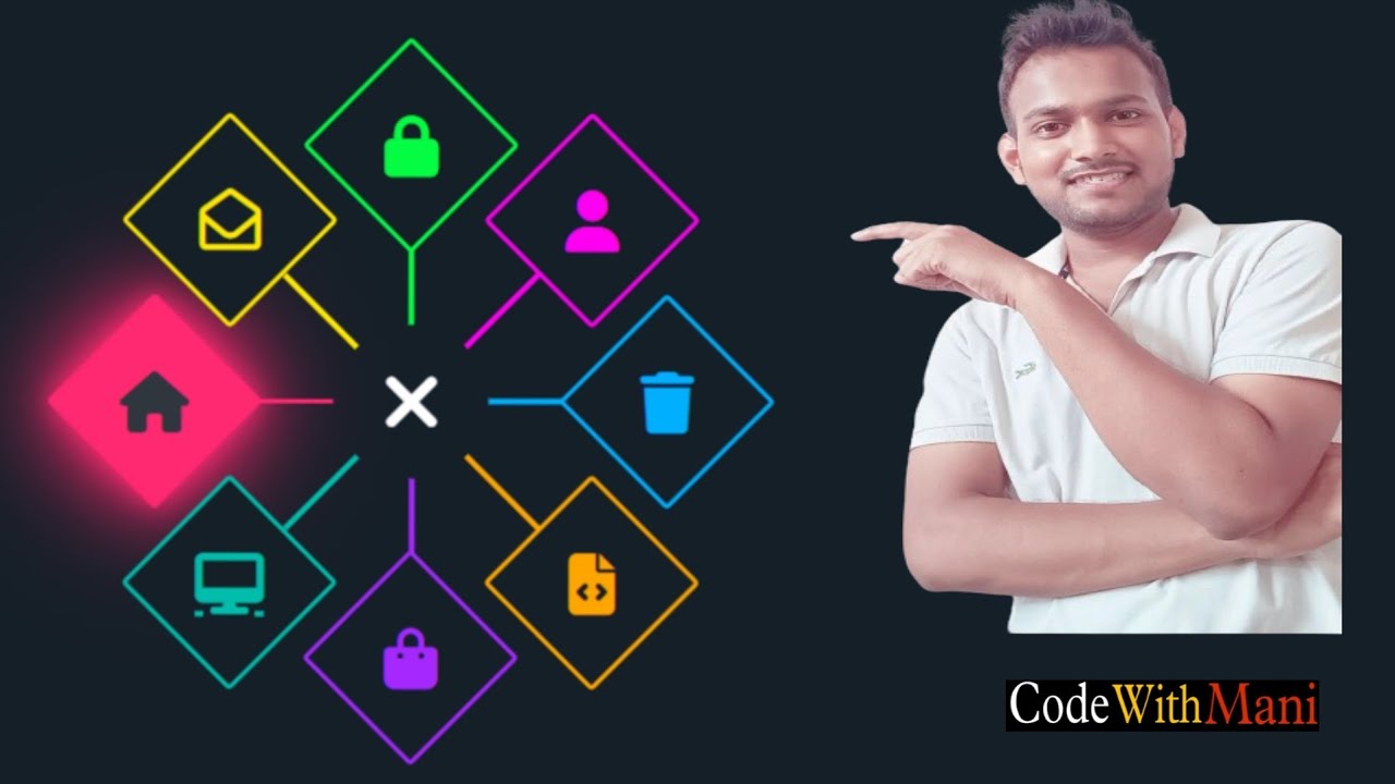 How to create a Dynamic Animated Radial octagon Menu using HTML CSS and JavaScript #codewithmani
