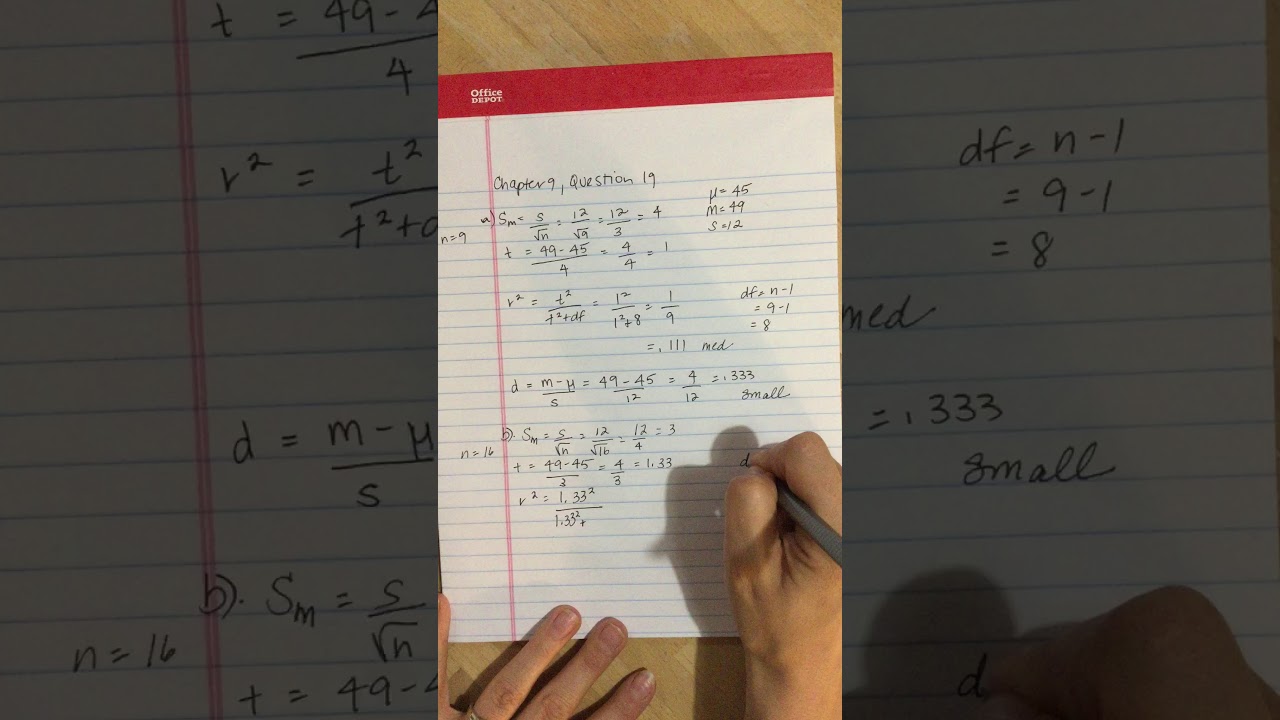 Single Sample t Test - Chapter 9 Question 19b