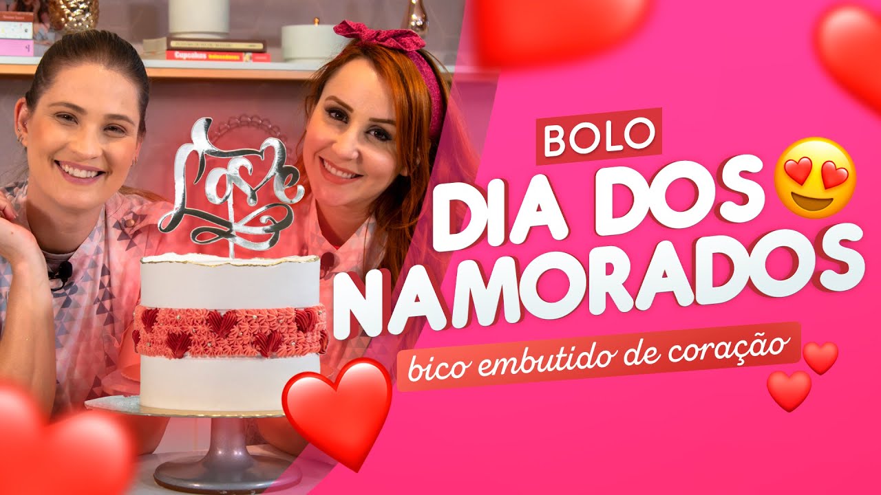 Bolo Dia dos Namorados - Bico Sobreposto de Coração