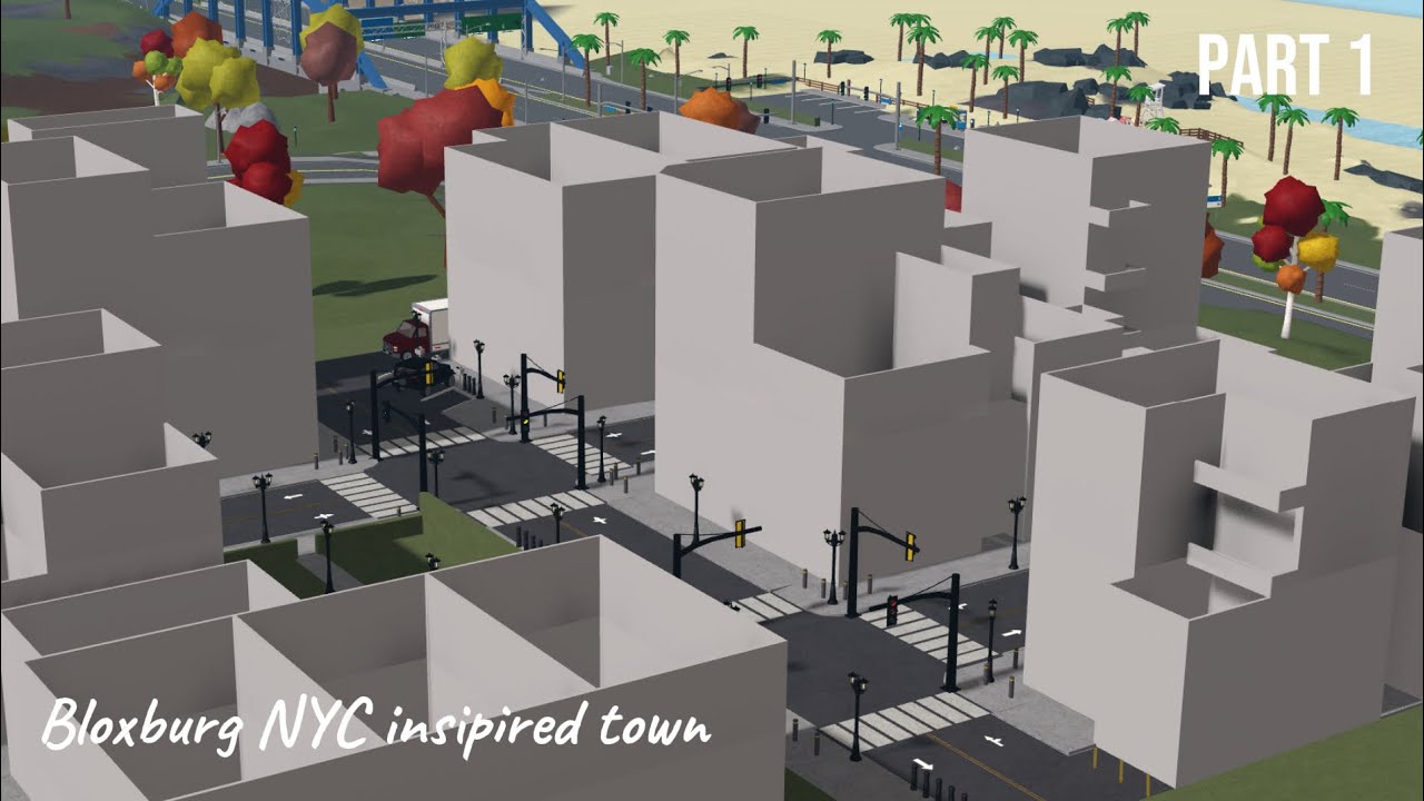 Bloxburg build: New York City town project | Speedbuild part1 (large plot) - The town layout 