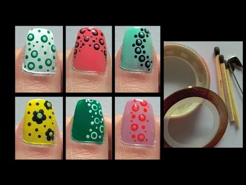 Top 6 Easy nail art design with dotting tools || How to do nail art || Dotted nail art tutorial ||