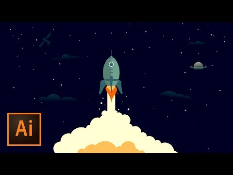Rocket Ship Outer Space Illustration - Illustrator Tutorial Video ...