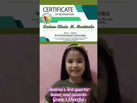 ANDREA'S 3RD QUARTER HONOR AND AWARDS/WITH HIGHEST HONOR/ GRADE 1 CHEERFUL#shorts