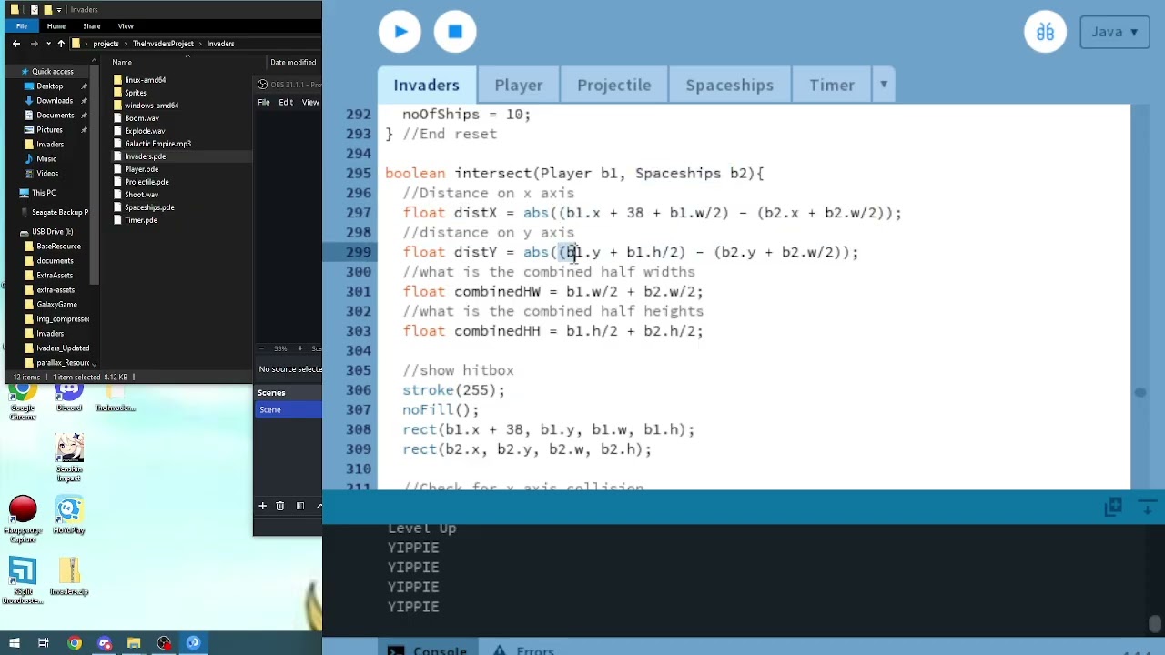 Collision Detection in Processing (JAVA)