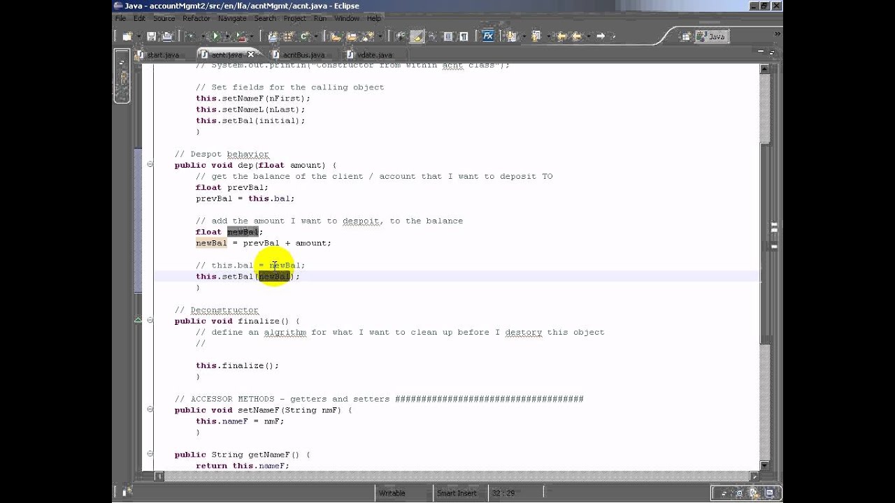 Java w/ Eclipse 32 - Bank Program Part 18