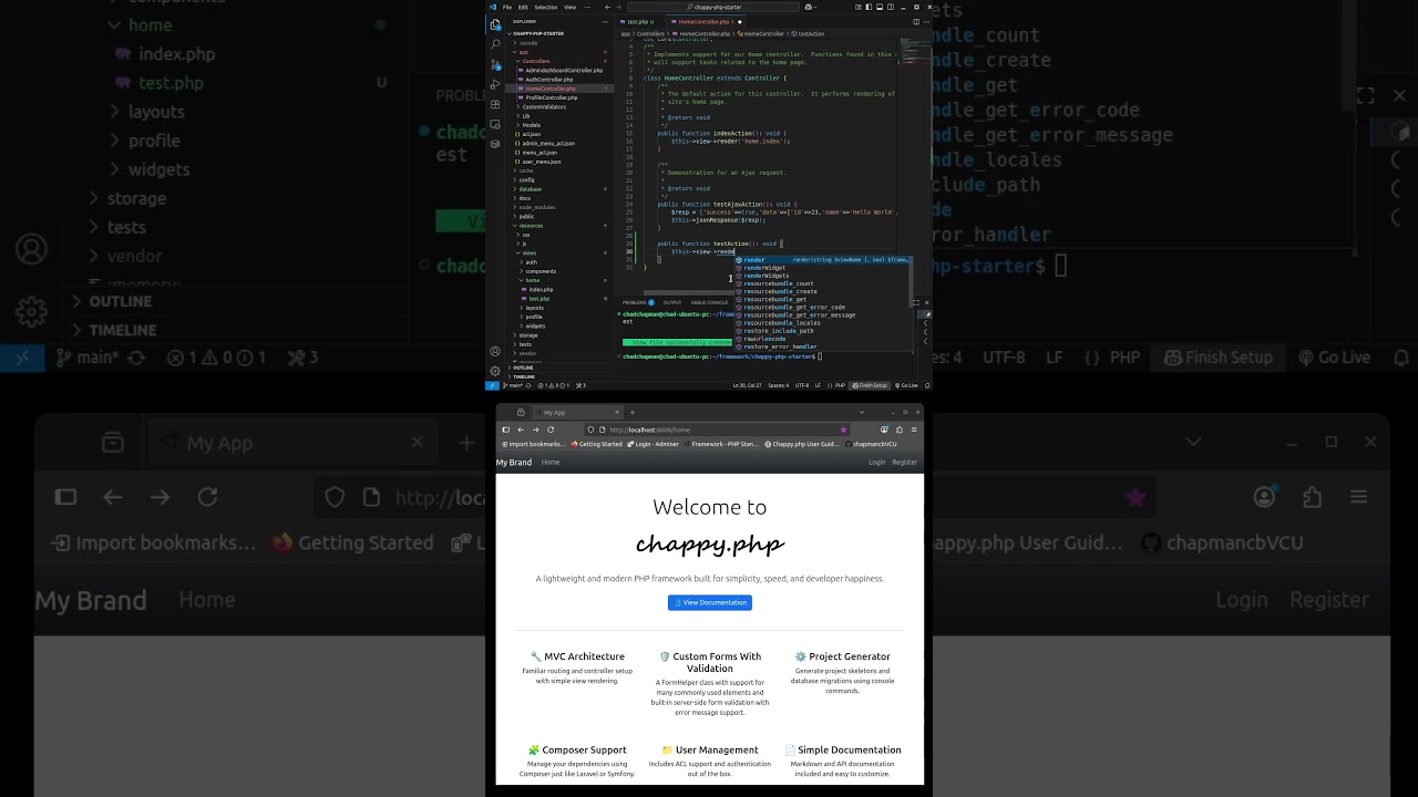 How to Create a New View in a PHP MVC Framework Project (Chappy.php Demo) #shorts