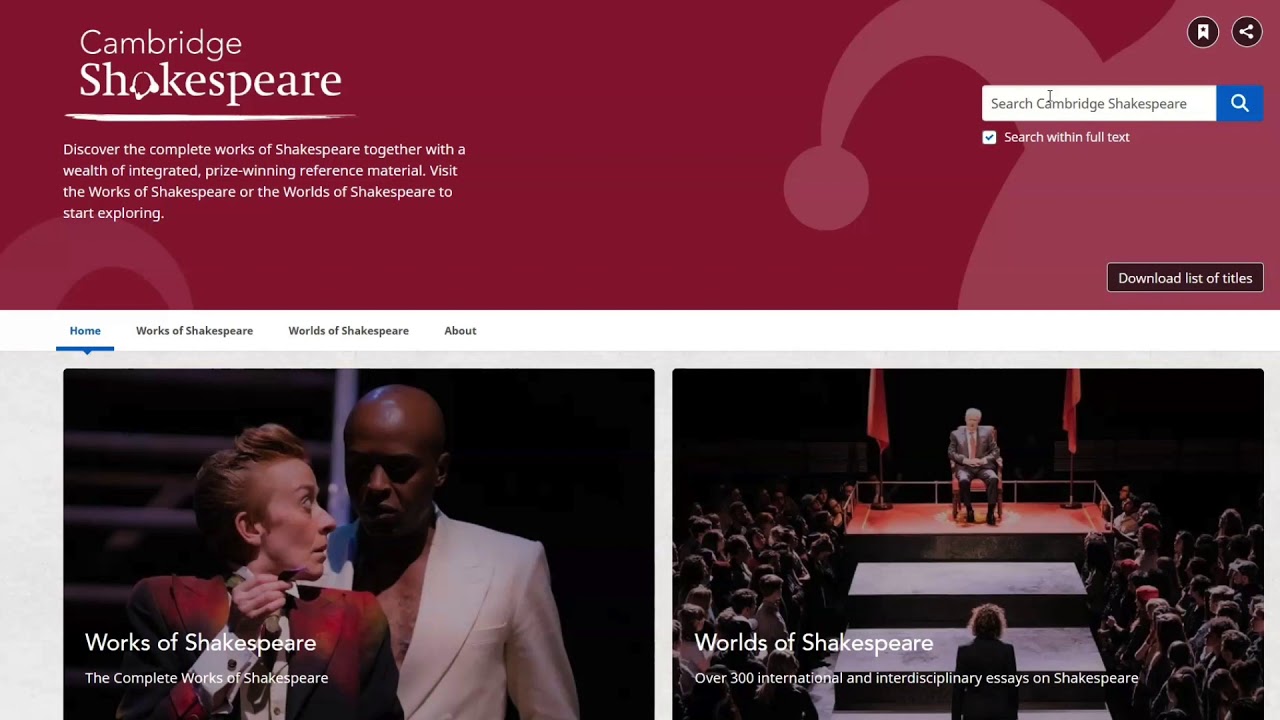 Cambridge Shakespeare: The Works and Worlds of Shakespeare Online