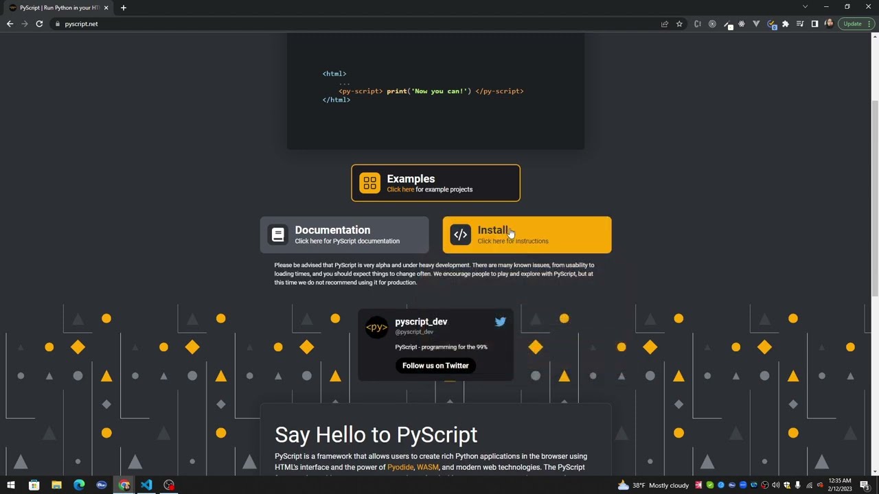 Dynamic communication between PyScript and JavaScript