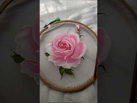 Rose painting on organza fabric, full video is up on my channel✨ #shorts