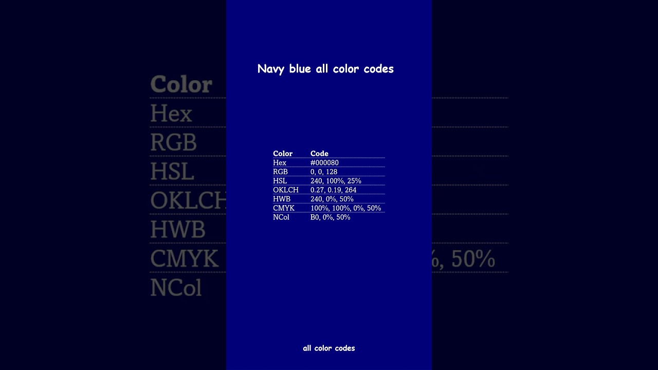 navy blue all color codes #000080