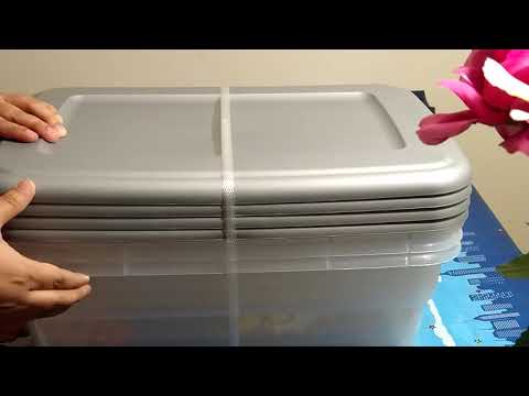 Sterilite Set of (4) 12 Qt. Storage Boxes Titanium