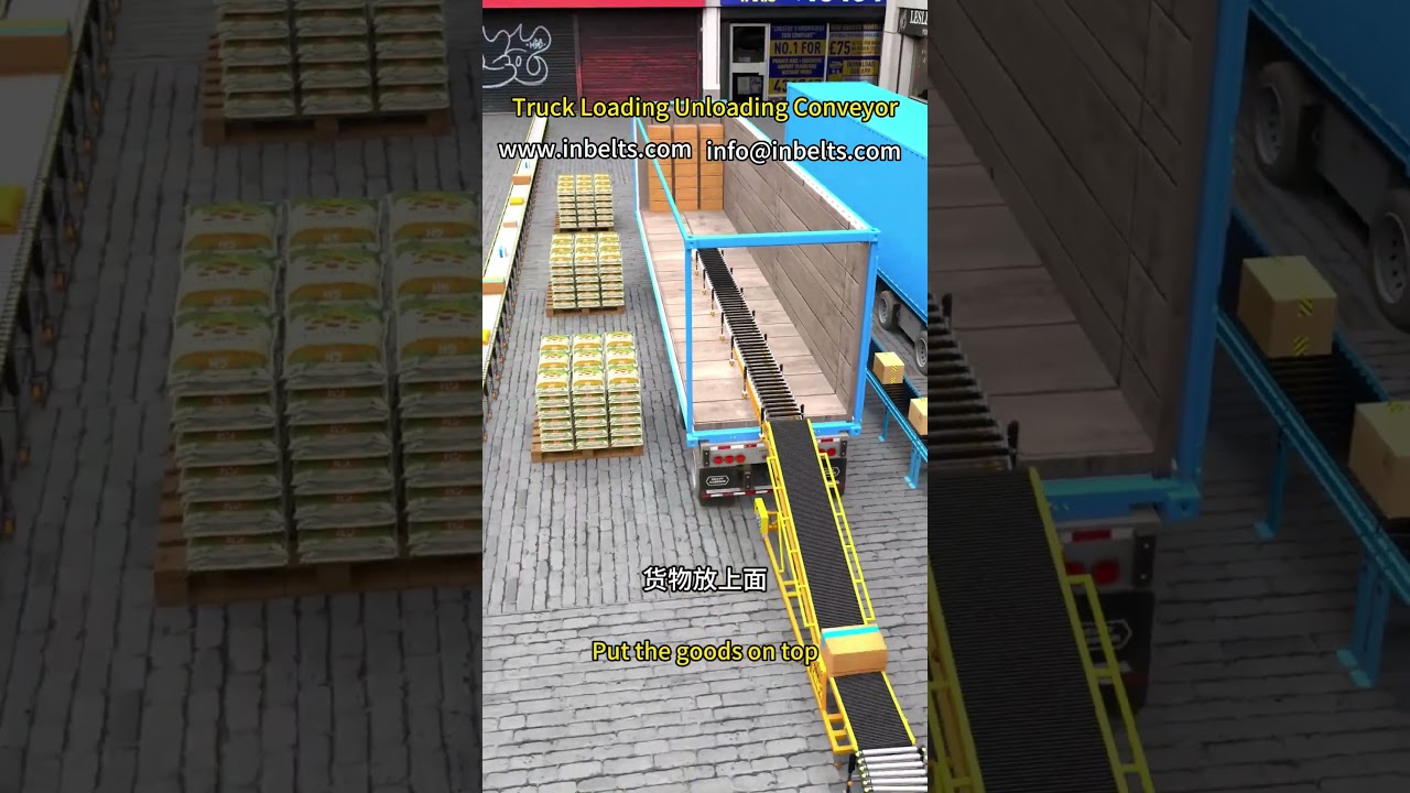 Truck Loading Conveyor With Belt Conveyor & Flexible Roller Conveyor #conveyormachine #linkconveyors