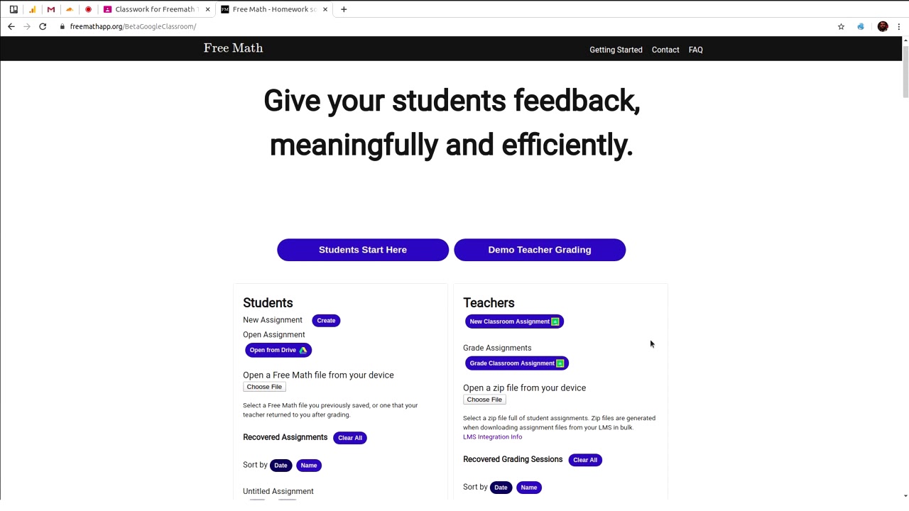 Free Math - Direct Google Classroom Integration Intro - freemathapp.org