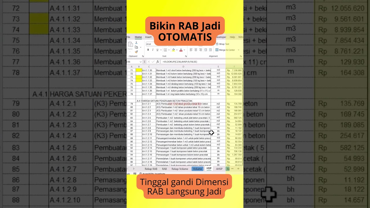 Perhitungan rab otomatis rumah 1 lantai