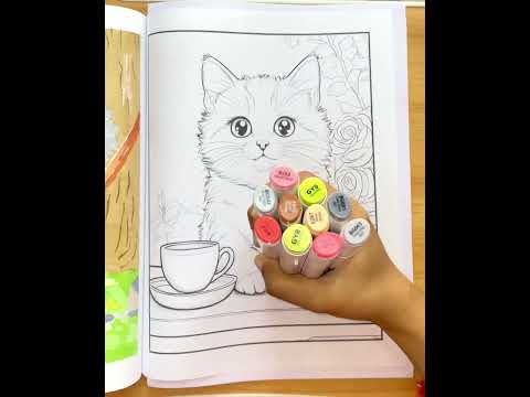 Cat Coloring Page: The Most VIBRANT Teatime Kitty Art You’ll EVER See! #shorts