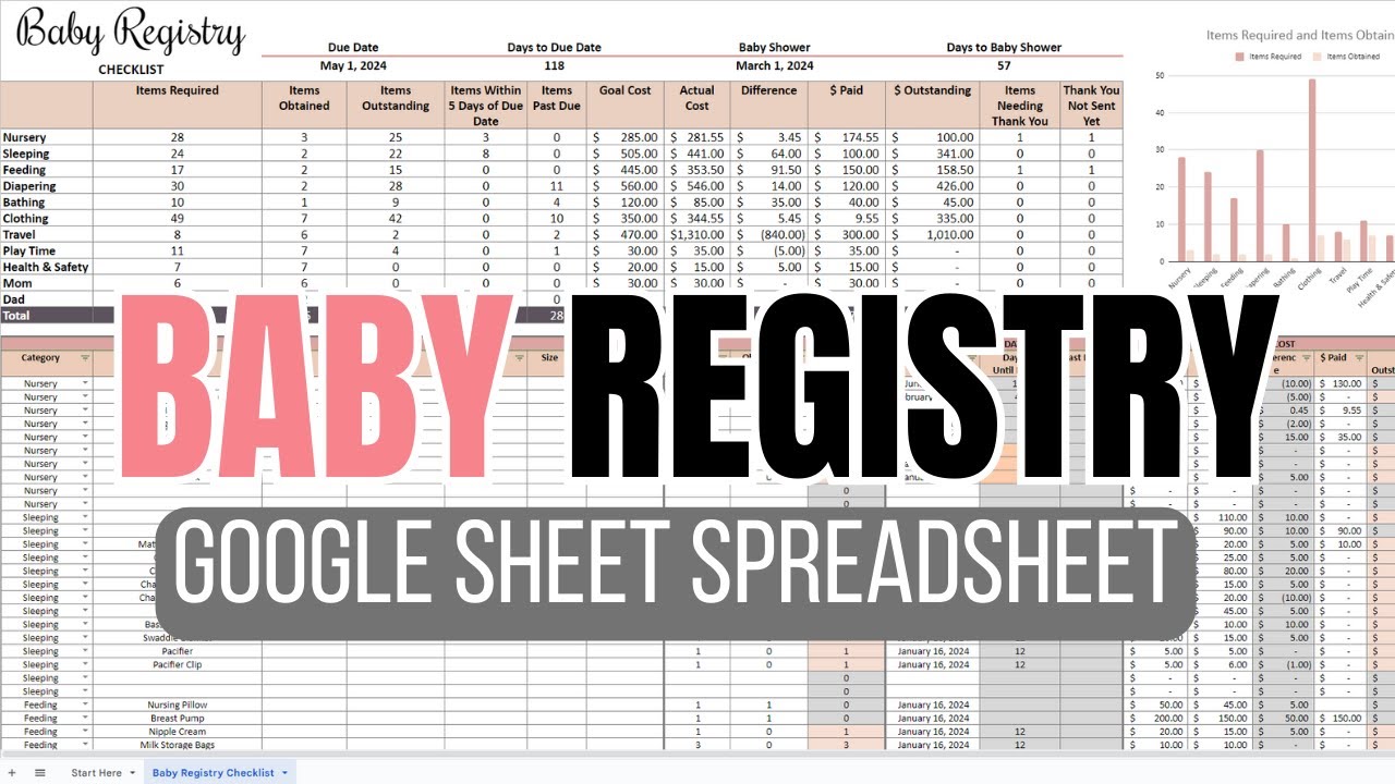 Baby Registry Spreadsheet (Google Sheets)