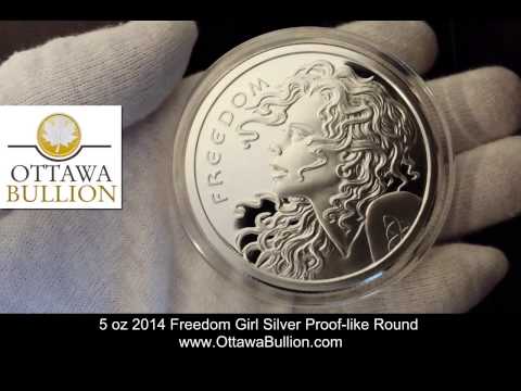 5 oz 2014 Freedom Girl Silver Proof like Round Buy Silver Ottawa