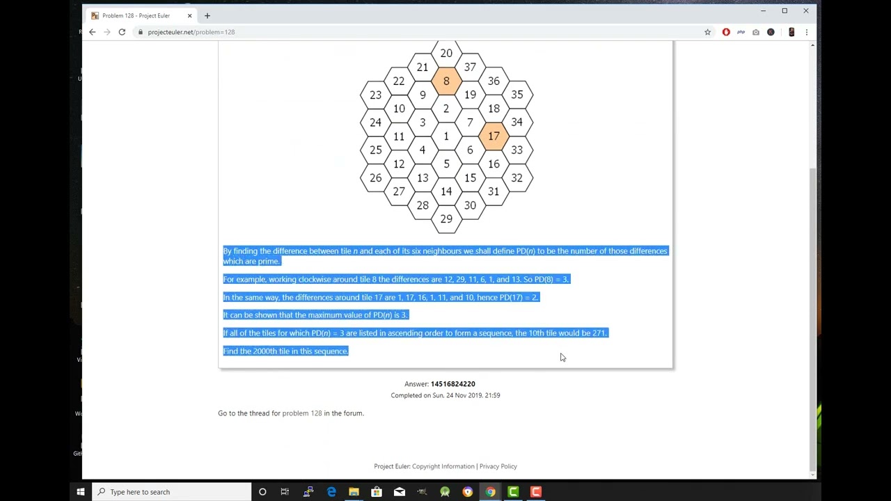 Project Euler Problem 128 Hexagonal tile differ