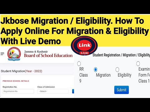 Jkbose Migration / Eligibility. How To Apply Online For Migration & Eligibility With Live Demo