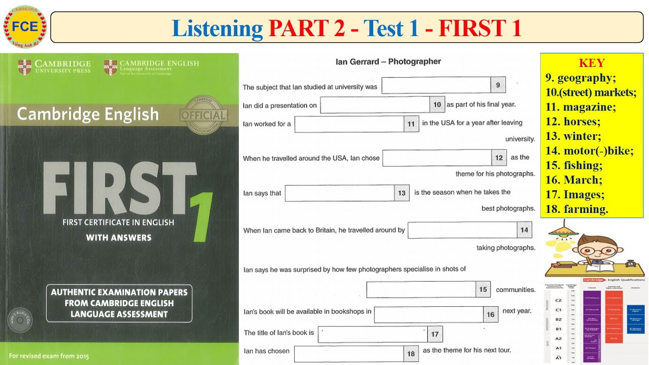 FCE First 1 Listening Part 2 Test 1 (Transcript + Key)