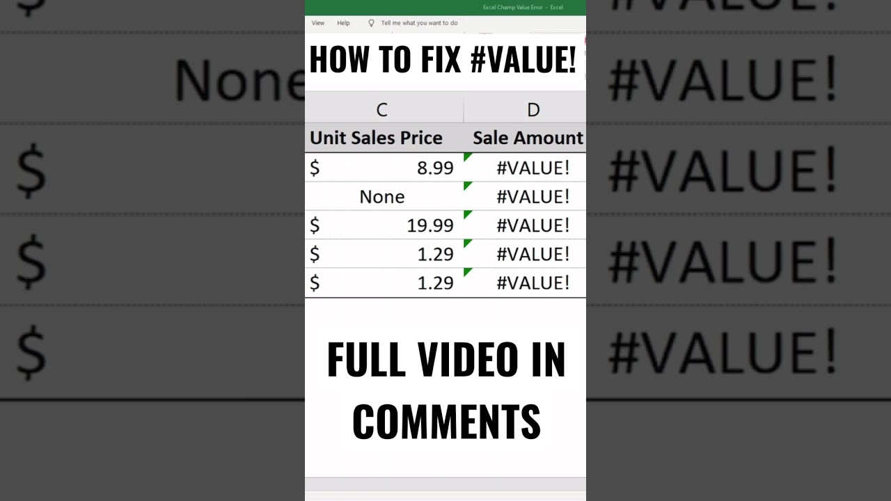 How to Fix VALUE Error in Excel