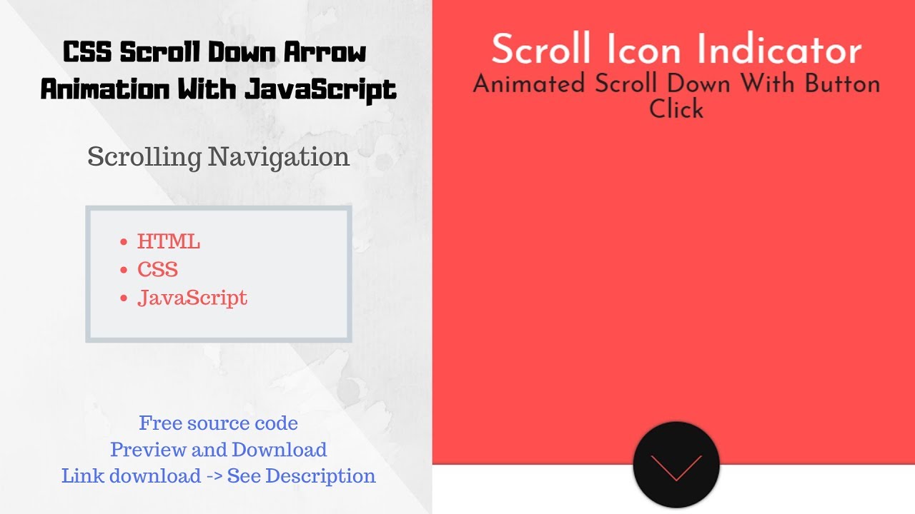 CSS Scroll Down Arrow Animation With JavaScript | Scrolling Navigation